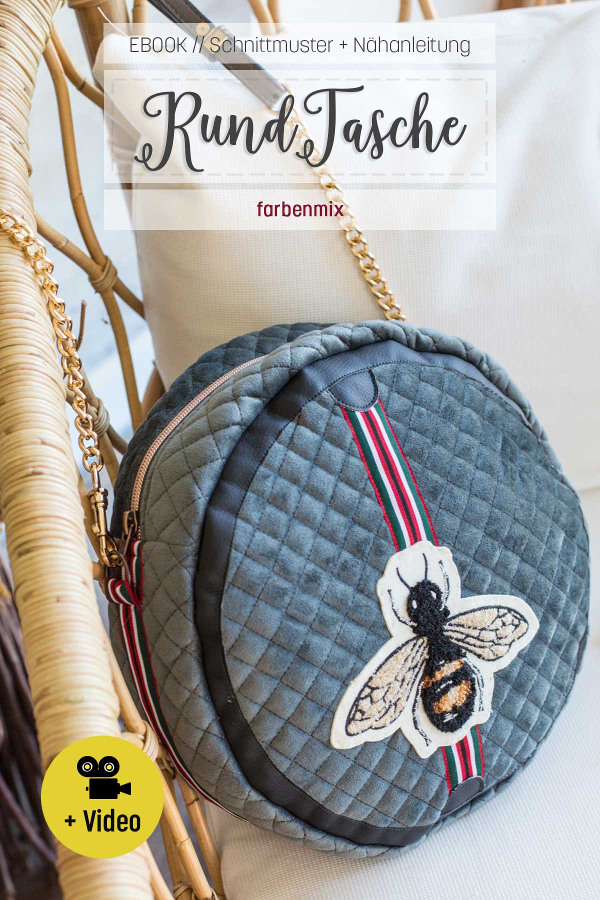 RundTasche, Umhängetasche in runder Form, PDF-Schnittmuster zum ...